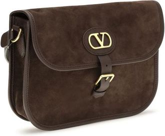 Valentino Garavani Mens Brown Calf Leather Bos Taurus Shoulder Bag