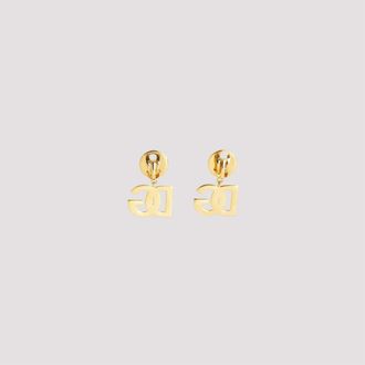 Dolce & Gabbana Ohrringe - Gold Brass Earrings With Iconic Logo Pendant - Gr. unisize - in Mehrfarbig - f&uuml;r Damen