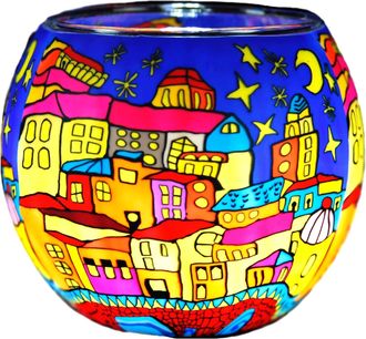 Kerzenfarm Hahn Kerzenfarm 21639 Leuchtgl&auml;ser, Glas, bunt, 11.0 x 11.0 x 9.0 cm