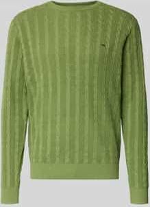 Fynch-Hatton Strickpullover mit Zopfmuster und Label-Stitching