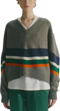 Circus Hotel Pull col en V - Femme - Pulls - Gris - Taille: 36 FR