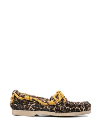 Golden Goose Boat Mocassin Horsy Leopard Upper With Accessories And Decorative Laces