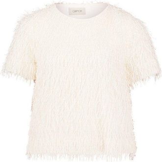 Cartoon Kurzarmshirt Damen mit Fransen (1-tlg)