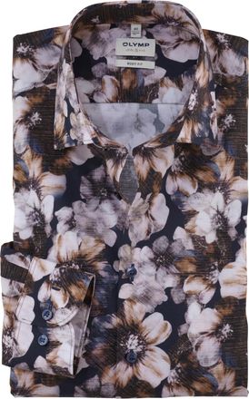 Olymp Herren Oberhemd Langarm Level Five,Digitaldruck auf Uni,366 Level 5 Body fit (15.05.2015 - F16),21 New York Kent-2,Marine 18,44