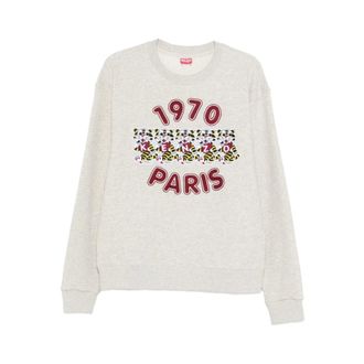 Kenzo Homme, Sweatshirts et sweats &agrave; capuche, Gris, Taille: XL Wild Tiger Embroidered SweaT-shirt