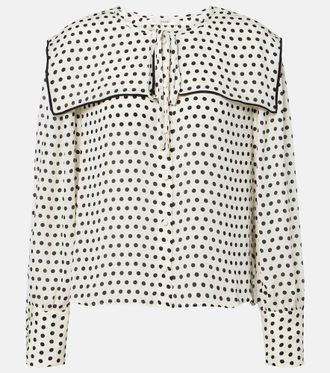 Frame Denim Bluse Fleece aus Seide mit Polka-Dots
