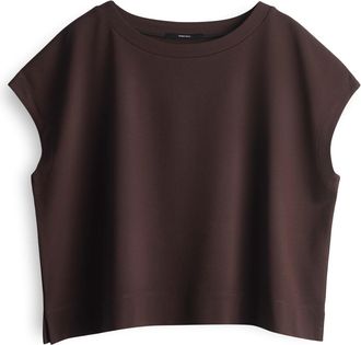 someday Damen Kurzarmshirt | Boxy Shirt KADALIA Regular aus softem Jersey Dark Espresso, S