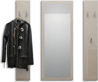 Vladon Garderobenset Garderobe Spot, Made in Germany, in Sandgrau Hochglanz