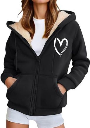 Generic Sweat &agrave; capuche dhiver Y2K pour femme - Tenue d&eacute;contract&eacute;e &agrave; capuche en fourrure - Uni - Fermeture &eacute;clair - Haut graphique de sport l&eacute;ger avec capuche