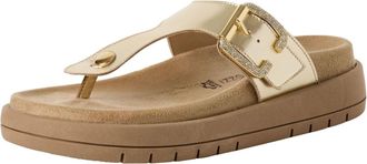 Marco Tozzi Damen Zehentrenner aus Leder mit Schlie&szlig;e, Beige (Platinum), 40 EU