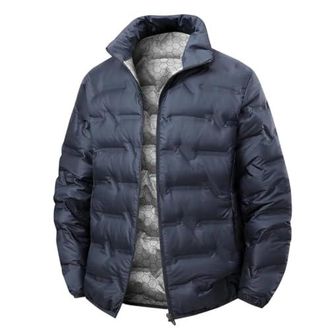 Generic Veste matelassée en duvet pour homme - Couleur unie - Cardigan à revers épais et polyvalent, 1, 6XL