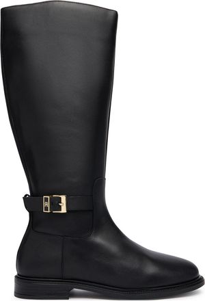 Tommy Hilfiger Stiefel Tommy Hilfiger Th Buckle Leather Knee Boot FW0FW09572 Schwarz