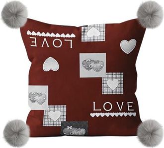 Soleil d'Ocre Coussin en Polaire Microfibre Love Rouge