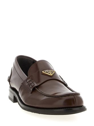 Prada Brushed Leather Loafers - Brown