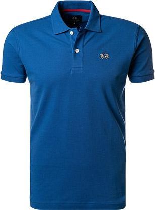 La Martina Herren Polo-Shirt blau Baumwoll-Piqué