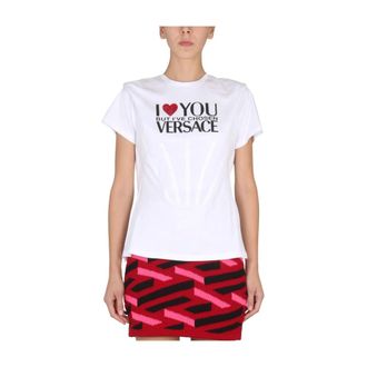 Versace Femme, Tops, Blanc, Taille: 36 FR Crowling Logo Print 10