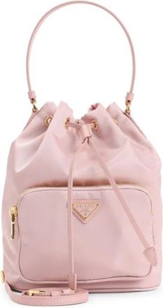 Prada Beuteltaschen - Re-Nylon Pink Bucket Bag With Leather Accents - Gr. unisize - in Rosa - f&uuml;r Damen