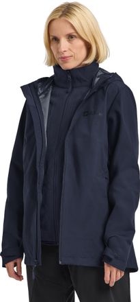 Jack Wolfskin 3-in-1-Funktionsjacke JACK WOLFSKIN MOONRISE 3IN1 JKT W, Damen, Gr. L (42/44), blau (night, blau), Obermaterial: 100% Polyester; Futter: 100% Polyeste