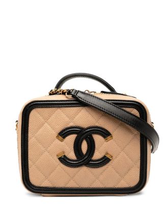 Chanel 2016-2017 Small Caviar CC Filigree Vanity Case satchel - Marron