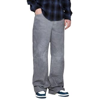 Amiri Mens Gray Leather Pants