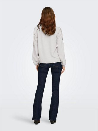 Only Langarmbluse ONLGREGOR METTE LS LACE TOP WVN Kunstfaser, regular fit, V-Ausschnitt, Regular Waist