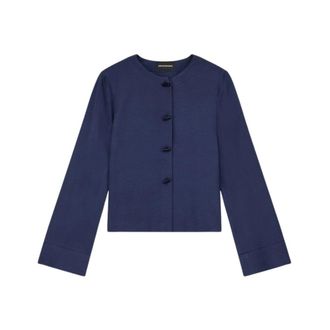 Emporio Armani Jacquard Strickjacke - - Jackets - Damen - Blau - M