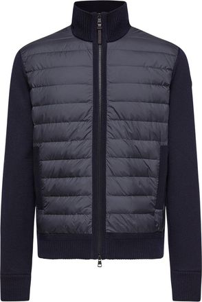 Moncler Moncler Cardigan Zipp&eacute; En Laine Matelass&eacute;e, Homme, Bleu, Taille: 3xl