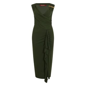 Max Mara Femme, Robes, Vert, Taille: 42 FR Robe Midi en Jersey de Viscose