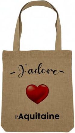 Fabulous Sac Shopping Tote Bag Aspect Lin - Jadore LAquitaine Region de France Bordeaux - Sac de Courses Toile Epaisse 360g Beige Naturel Cabas Port&eacute; Epaule So
