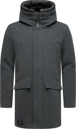 Stone Harbor Herren sportlich-eleganter Wintermantel in Wollmantel-Optik mit Brusttaschen und abnehmbarer Kapuzenblende Fenroos XX Anthracite Gr. 3XL