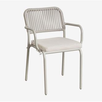 Sklum Chaise de jardin empilable avec accoudoirs en corde tress&eacute;e Arhiza SKLUM Vert Kaki