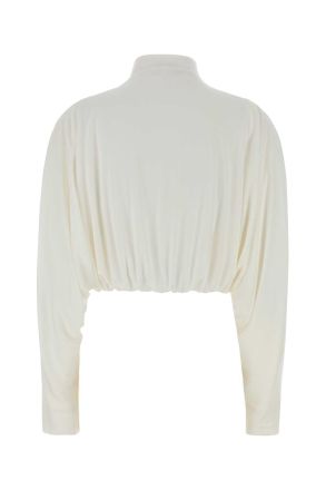 Alaia Womens Draped Jacket White Viscose Nylon