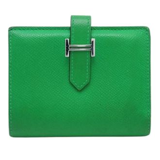 Herm&egrave;s Portefeuille compact mini Bearn en cuir Pre-owned - Femme - Pre-owned - Vert - Taille: ONE Size