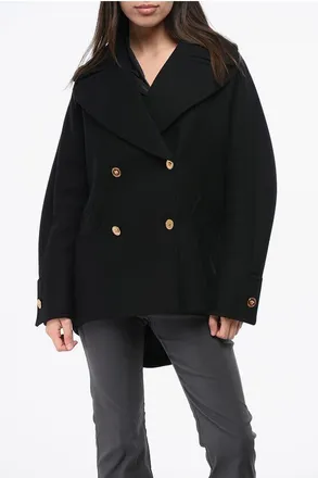 Versace Wool Cloth Double Breast Peacoat with Golden-Effect Buttons size 40