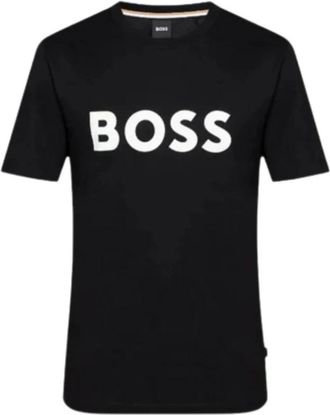 HUGO BOSS Homme, Tops, Noir, Taille: L T-shirt en jersey de coton avec logo imprim&eacute;