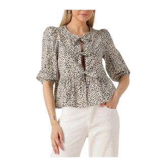 Colourful rebel Cheetah Bow Top f&uuml;r den Sommer - - Blouses & Shirts - Damen - Beige - XS