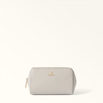 Furla Camelia Kosmetiktasche Stone Gray Grau Strukturiertes Leder Damen