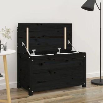 vidaXL Sitzbank Schwarz 80x41x77 cm Massivholz Kiefer - Vidaxl