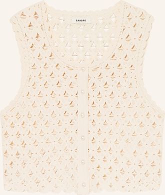 Sandro Sandro Cropped-H&auml;keltop Mit Schmucksteinen weiss