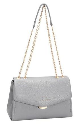 David Jones Paris - Sac port&eacute; &eacute;paule Ville - port&eacute; travers - Similicuir PU - Cha&icirc;ne Dor&eacute;e - Double Compartiment - Taille Moyenne - Pratique Chic El&eacute;gant Classique