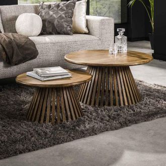 M&S Collection M&s - Lot de 2 tables basses rondes 80 et 60 cm en manguier naturel