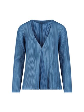 Pleats Please Issey Miyake Gepfalteter Cardigan