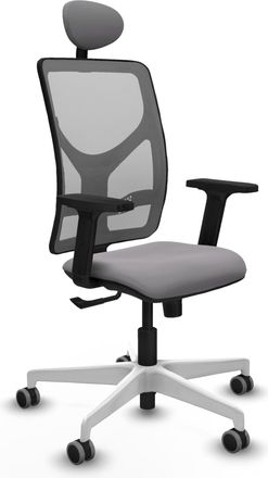 Piqueras y Crespo Stuhl aus Polycarbonat, graues Netzgewebe, 2D-Armlehnen, h&ouml;henverstellbare Lendenwirbelst&uuml;tze und festes Kopfteil, ausgestattet mit 3 Positionen und S