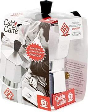 hOme Home Caldo Caffè Espresso Kaffeemaschine 3 Tassen Aluminium Grau 15 x 8,5 x 15,5 cm