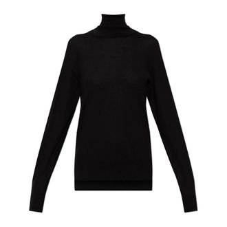 Jil Sander Femme, Pulls, Noir, Taille: 44 FR Pull &agrave; col roul&eacute; avec fentes lat&eacute;rales