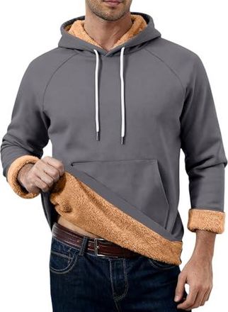 Generic Sweat &agrave; capuche pour homme - Cordon de serrage - T-shirt &agrave; manches longues - Couleur unie - Sweat &agrave; capuche doubl&eacute; - Confortable - Pull en polaire d&eacute;c