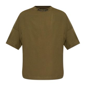 Palm Angels Logo T-Shirt - - Tops - Herren - Gr&uuml;n - S