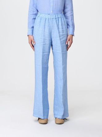 120% Lino Pantalon Femme couleur Avion