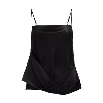 J.W.Anderson Schwarzes Tr&auml;gertop mit Wasserfallausschnitt - - Tops - Damen - Schwarzk - XS