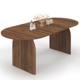 IDMarket Esstisch, ausziehbar, japandi, oval, Edith, 6-10 Personen, Walnuss, 160-200 cm